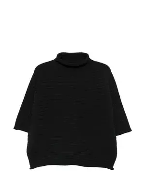 Issey Miyake Pleated High-neck Top - Black