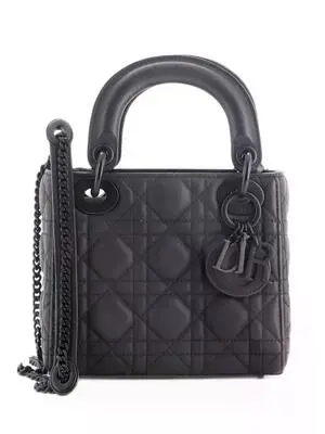 Dior Ultra Matte Lady Chain Bag Cannage Quilt Calfskin Mini Shoulder Bag - Black