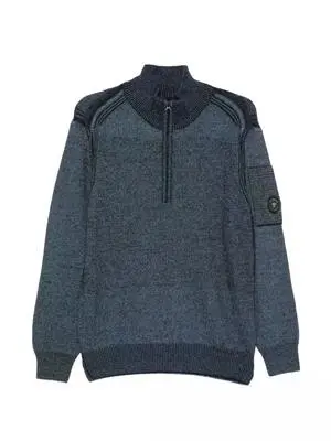 C.P. COMPANY Quarter-zip Lens-detail Sweater - Blue