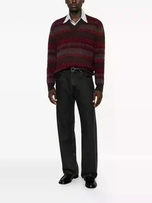 Nn07 Tobias Fair Isle V-neck Sweater - Red
