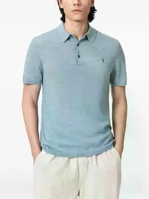 ALLSAINTS Mode Merino Wool Short-sleeve Polo Shirt - Blue