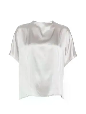 SOLOTRE Satin-finish Short-sleeve Top - Grey