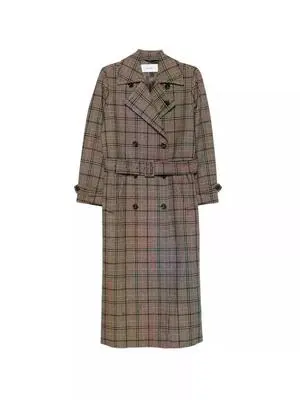 LARDINI Prince Of Wales Check Double-breasted Coat - Neutrals