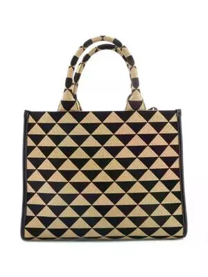 Prada Symbole Shopper Jacquard Small Tote Bag