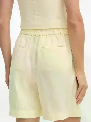 BENETTON Pleated Linen Shorts - Yellow