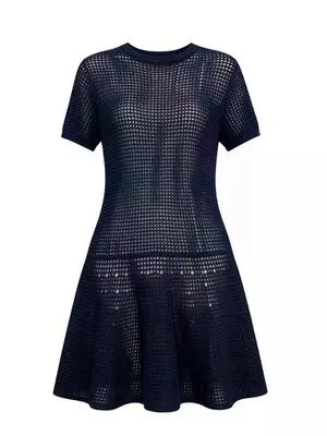 Brunello Cucinelli Mesh-knit Short-sleeve Mini Dress