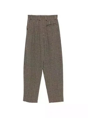 Emporio Armani Prince Of Wales Check Pleated Trousers - Brown