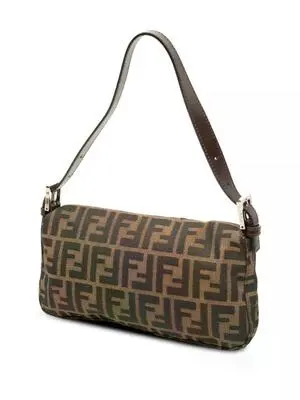 Fendi 2000-2010 Zucca Canvas Baguette Shoulder Bag - Brown