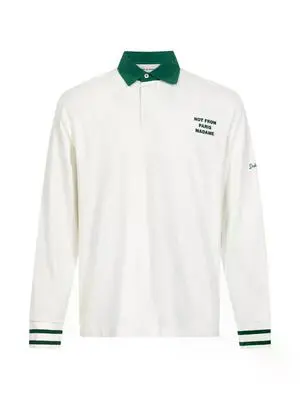 Drole De Monsieur Logo-print Long-sleeved Polo Shirt - Neutrals