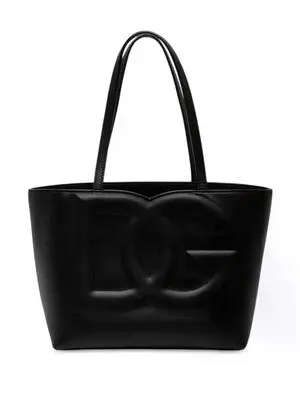 Dolce & Gabbana 2023-2026 Small Calfskin Dg Logo Shopper Tote Bag - Black