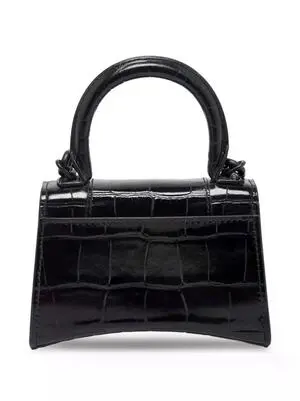Balenciaga Hourglass Croc-embossed Tote Bag - Black
