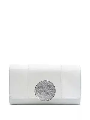 Perrin Le Disque Strass Leather Clutch Bag - White