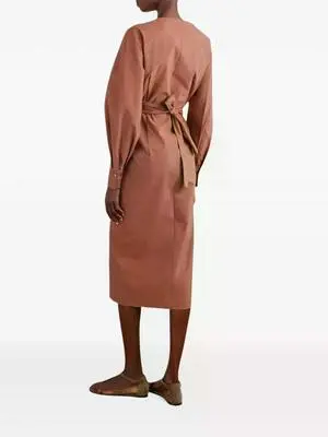Brunello Cucinelli Wrap-style Long-sleeve Midi Dress