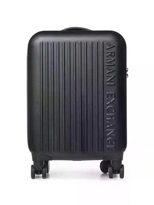 Armani Exchange Logo-embossed Ridged Suitcase - Black