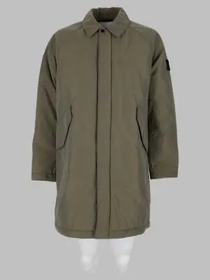 Stone Island Cappotto Lungo In Micro Twill