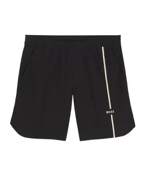 Hugo Boss Logo-print Side-stripe Shorts - Black