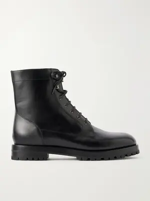 Manolo Blahnik Ambleside Manny Leather Lace-up Boots - Black