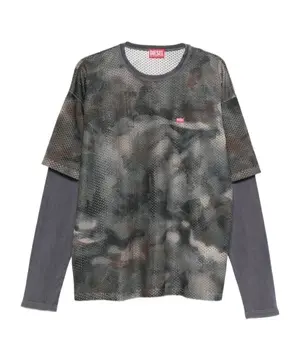 DIESEL® Perforated Long-sleeve T-shirt - Grey