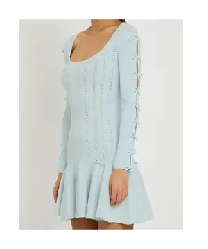 LoveShackFancy Cut-out Long-sleeve Mini Dress