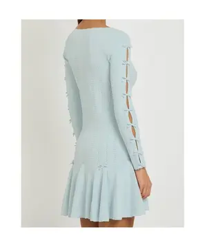 LoveShackFancy Cut-out Long-sleeve Mini Dress