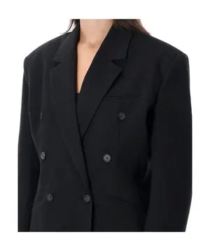 THE FRANKIE SHOP Pinstriped Double-breasted Blazer