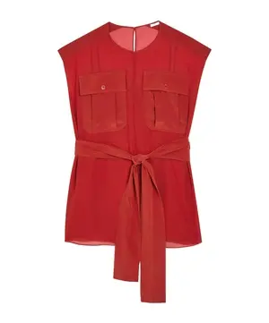 JOSEPH Belted Top - Red
