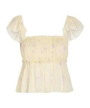LoveShackFancy Floral Print Top - Yellow