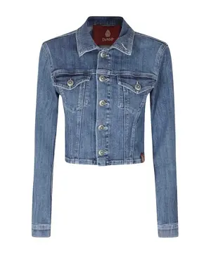 DONDUP Cropped Fitted Denim Jacket - Blue