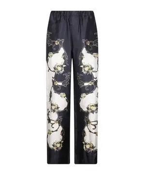 La DoubleJ Club Printed Wide-leg Pants - Black