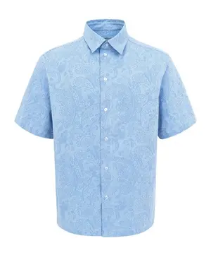 Etro Striped Short-sleeve Shirt With A Straight Collar - No
