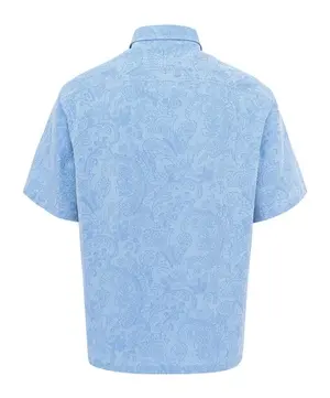 Etro Striped Short-sleeve Shirt With A Straight Collar