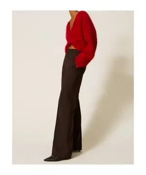 TWINSET Matte Satin Wide Leg Trousers