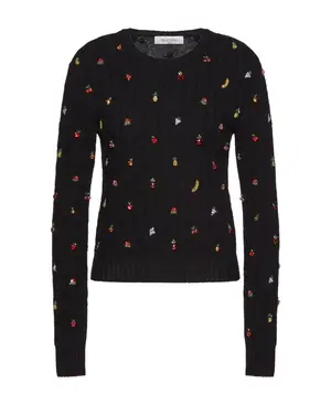 Valentino Garavani Long-sleeved Wool Knitted Pullover - Black
