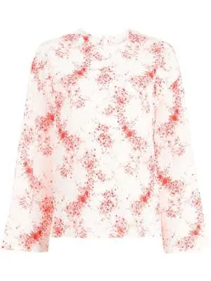 Valentino Garavani Rose-print Silk Blouse - Pink