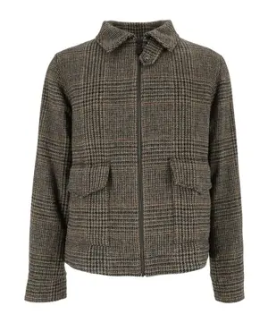 Aspesi Prince Of Wales Check Wool Jacket - Green