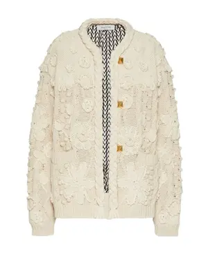 Valentino Garavani Flower Embroidered Cardigan - Nude