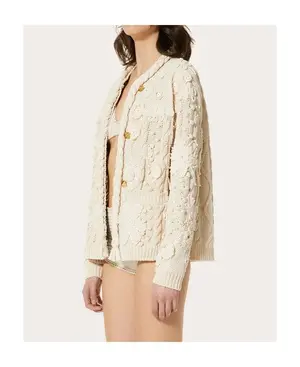 Valentino Garavani Flower Embroidered Cardigan