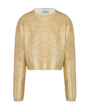 Valentino Garavani Long-sleeved Round-neck Knitted Pullover - Nude