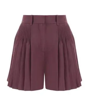 Valentino Garavani Pleated Wide-leg Shorts - Red