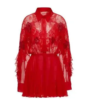 Valentino Garavani Translucent Shirt Dress - Red