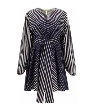 Valentino Garavani Striped Lace Dress - Black