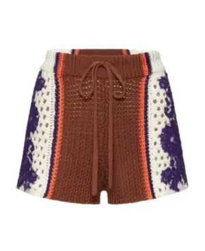 Valentino Garavani Lace Panelling Crochet Shorts - Brown