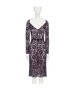 Valentino Garavani V-neck Lace Midi Dress - Black