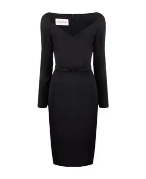 Valentino Garavani Vlogo Fitted Midi Dress - Black