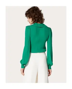 Valentino Garavani Spread-collar Silk Top