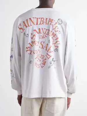 SAINT MXXXXXX Bape® Running Printed Distressed Cotton-jersey T-shirt