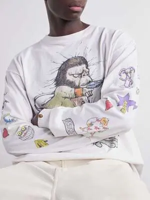 SAINT MXXXXXX Bape® Running Printed Distressed Cotton-jersey T-shirt