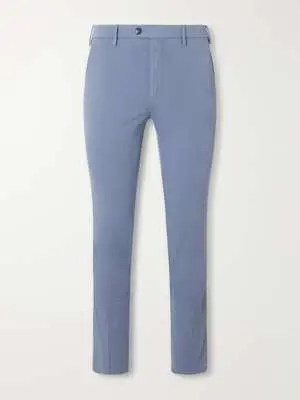 Canali Straight-leg Stretch-cotton Twill Trousers - Blue