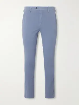 Canali Straight-leg Stretch-cotton Twill Trousers - Blue
