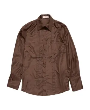 Valentino Garavani Long-sleeved Silk Shirt - Brown